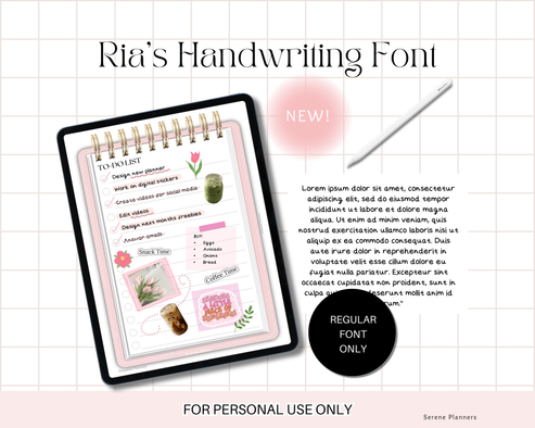 Ria’s Handwriting Font – Serene Planners